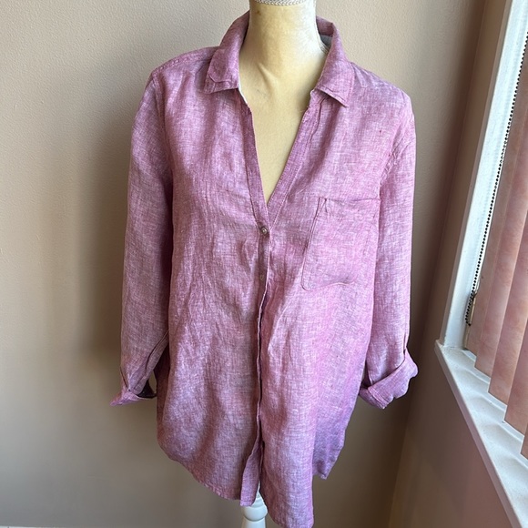 Sigrid Olsen | Tops | Sigrid Olsen Womens Sz L Linen Shirt Tunic Top ...